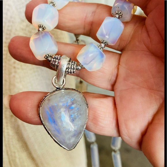 Jewelry | New Rainbow Moonstone Fiery Opalite 925 Silver Set | Poshmark
